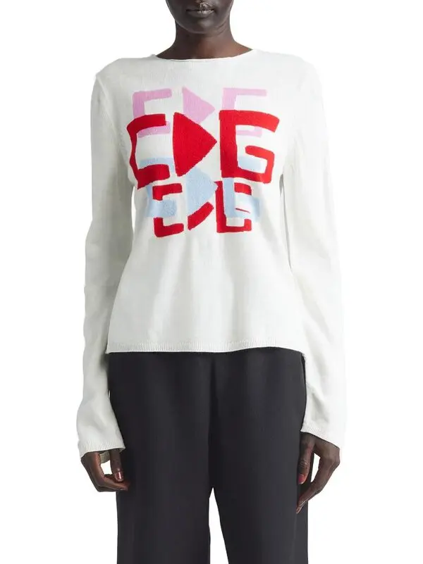 Comme Des Garçons X Brett Westfall Logo Intarsia Crewneck Sweater - White