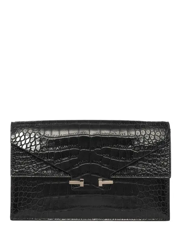 TOM FORD Mini Aube Croc-embossed Leather Shoulder Bag - Black
