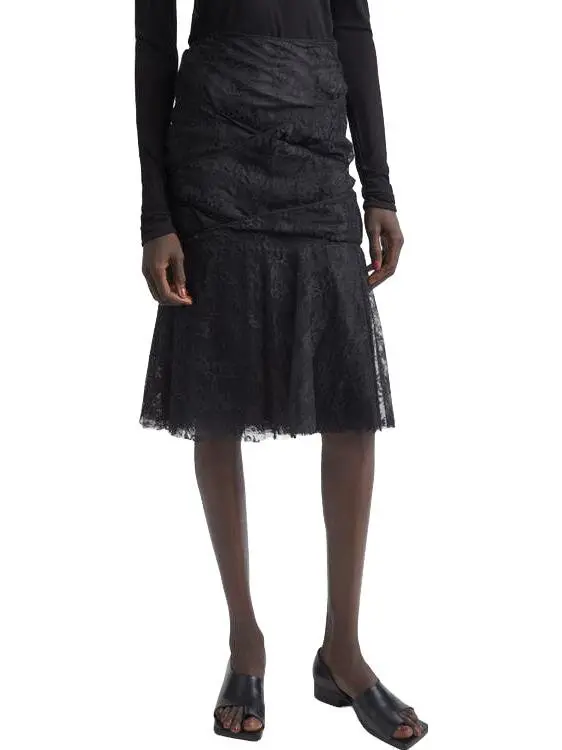 Junya Watanabe Nylon And Cotton Raschel Lace Skirt - Black