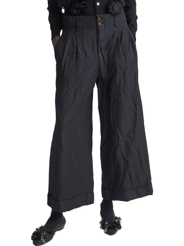 Comme Des Garçons Crinkled Twill Wide-leg Pants - Black
