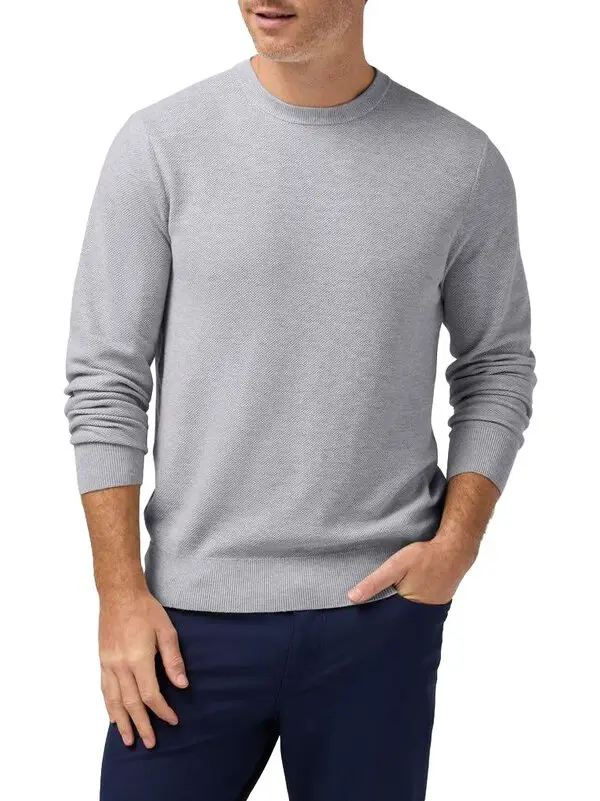 Mizzen+main Ashe Crewneck Cotton Blend Performance Sweater - Light Gray Heather