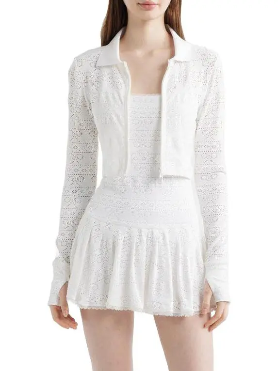 LoveShackFancy Tinker Pointelle Knit Jacket - True White