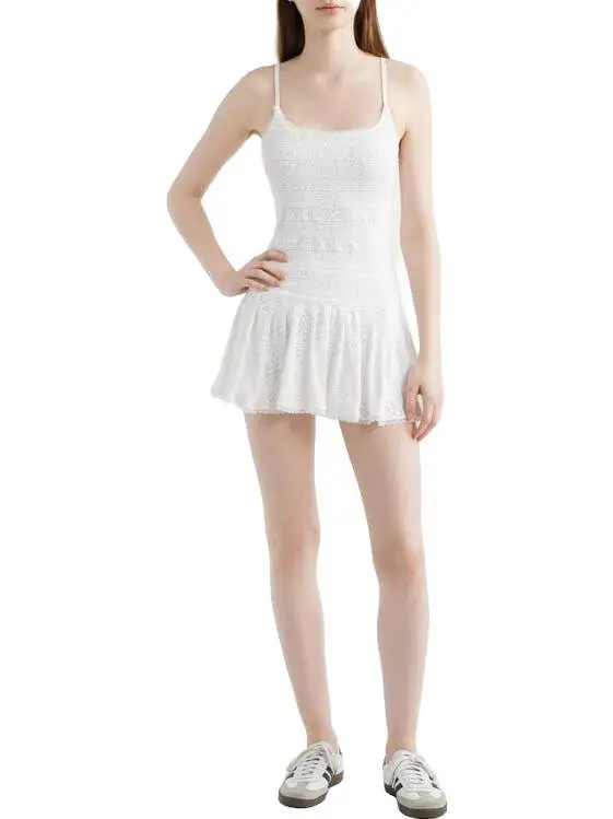 LoveShackFancy Leala Eyelet Knit Minidress - True White
