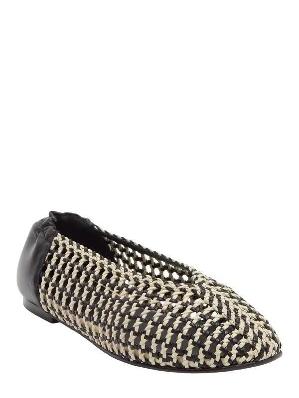 Freda Salvador Woven Leather Ballet Flat - Black Vanilla Woven Calf