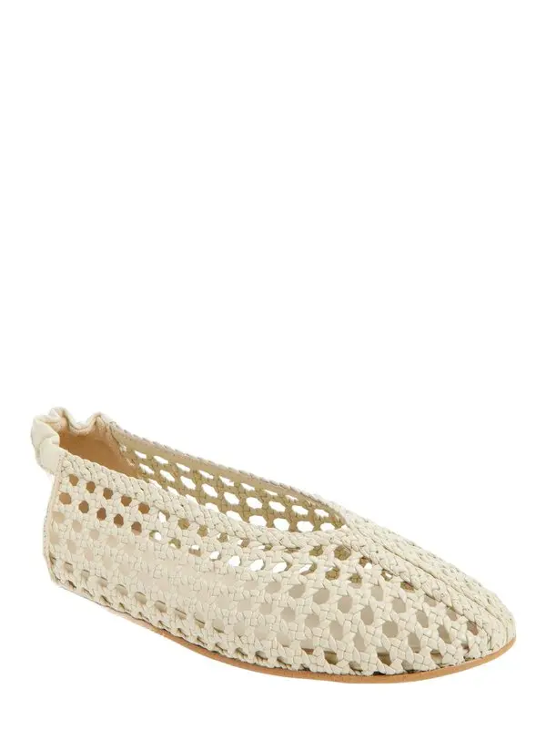 Freda Salvador Woven Leather Ballet Flat - Vanilla Woven Calf With Laces