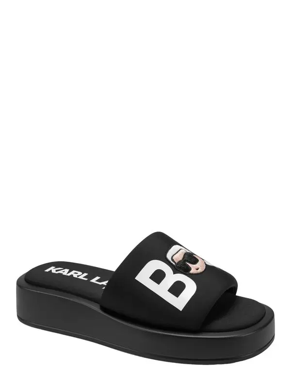 Karl Lagerfeld Paris Opal Bonjour Platform Slide Sandal - Black