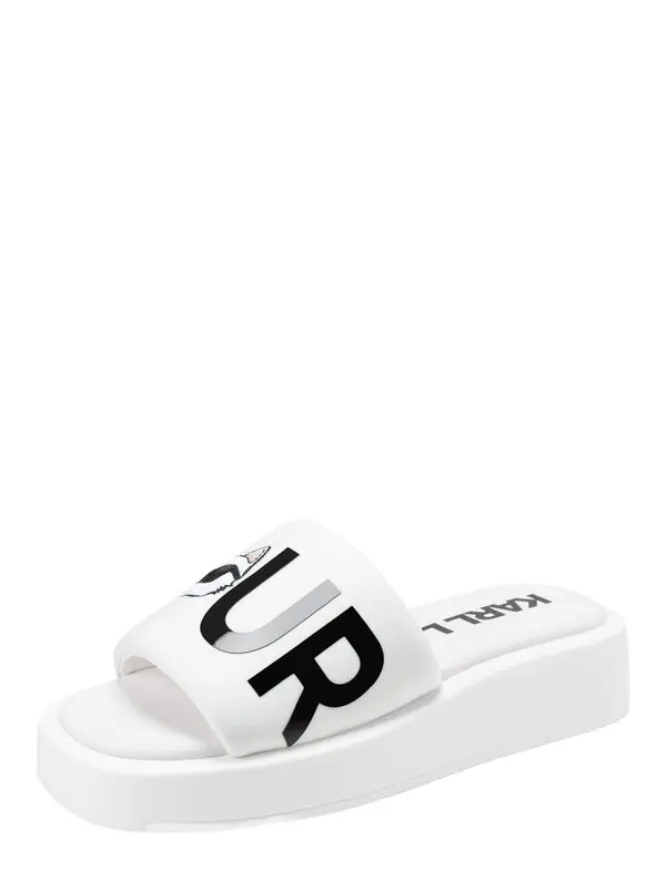 Karl Lagerfeld Paris Opal Bonjour Platform Slide Sandal - Bright White
