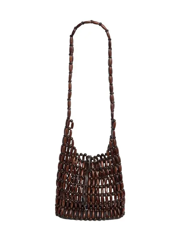 Staud Coronado Beaded Tote Bag - Wood Beads