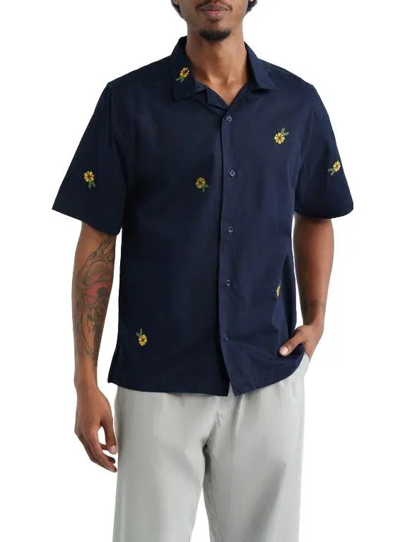 SERVICE WORKS Cross Stitch Organic Cotton Button-up Shirt - Dark Navy