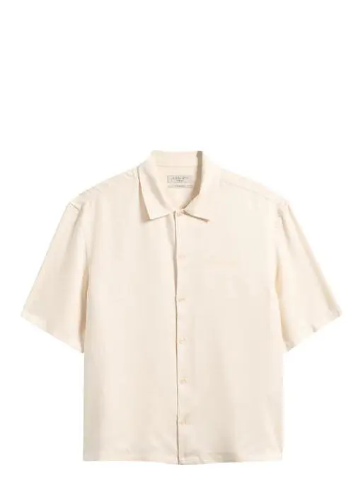 ALLSAINTS Circe Logo Graphic Oversize Short Sleeve Button-up Shirt - Brittle White