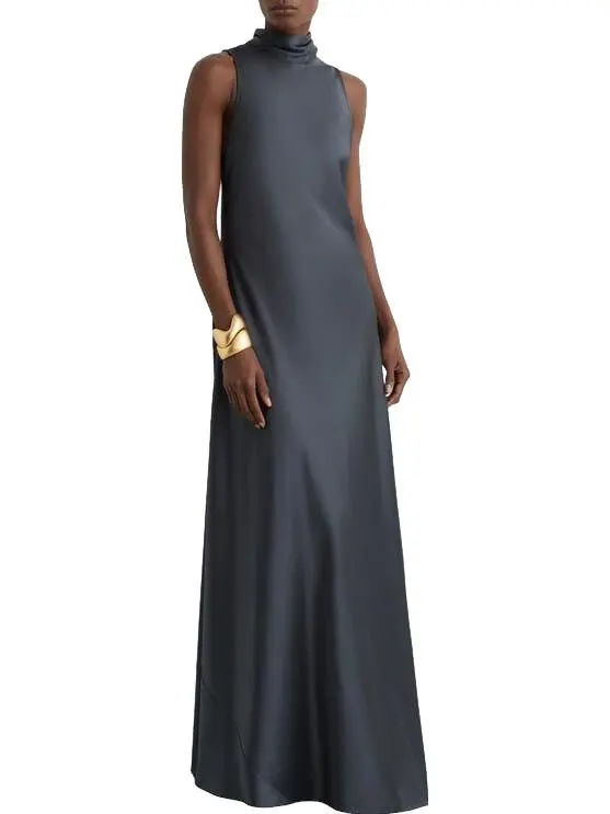 REISS Tie Back Sleeveless Maxi Dress - Grey