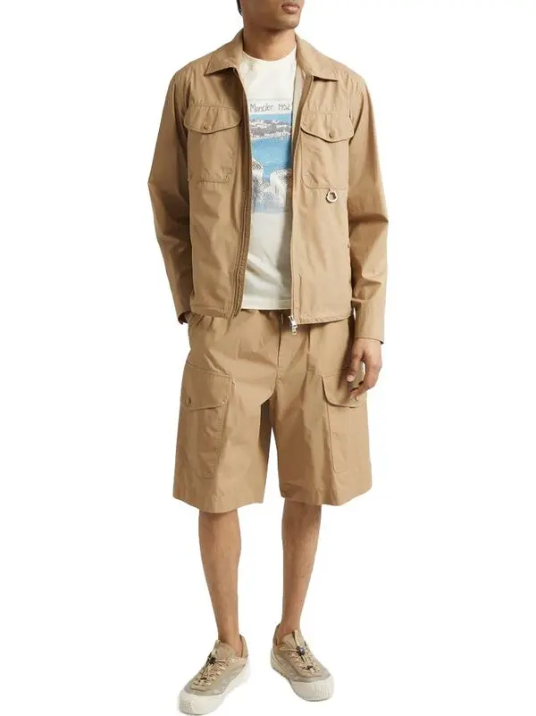 Moncler Cotton Poplin Cargo Shorts - Cocoa Creme