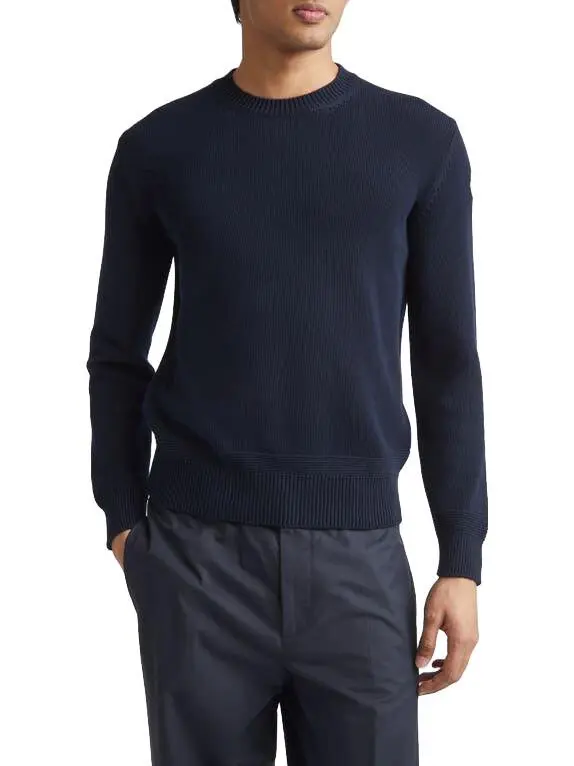 Moncler Logo Patch Cotton Crewneck Sweater - Night Sky