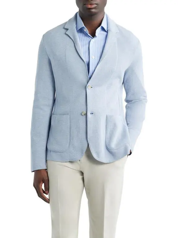 EMANUEL BERG Premium Cotton Knit Sport Coat - Light Pastel Blue