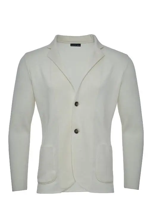 EMANUEL BERG Merino Wool Knit Sport Coat - Natural