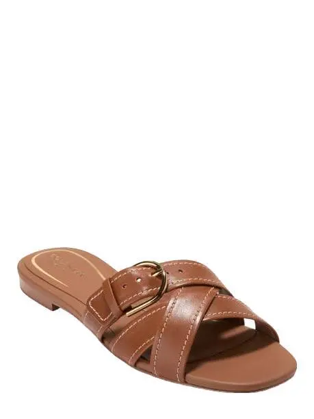 Cole Haan Velma Criss-cross Buckle Slide Sandal - British Tan Leather