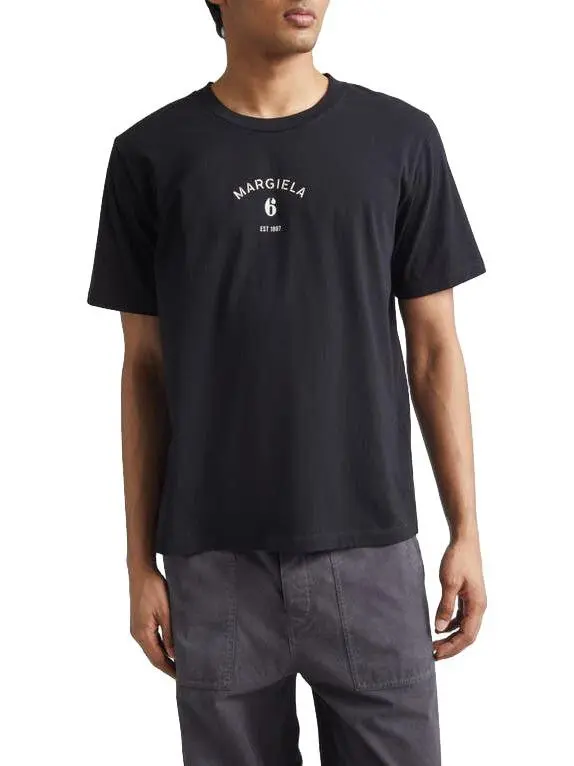 MAISON MARGIELA Signature Embroidered Logo Graphic T-shirt - Black