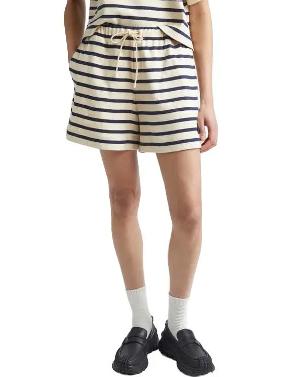 Moncler Stripe Cotton Shorts - Blue/ivory