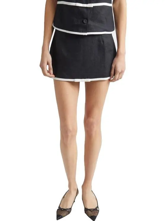 TANNER FLETCHER Paula Linen Bow Miniskirt - Black
