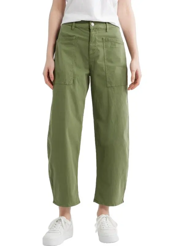 Frank & Eileen Bray Barrel Leg Cotton Twill Pants - Olive