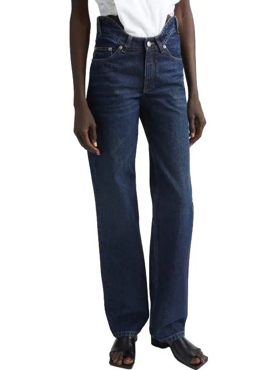 JEAN PAUL GAULTIER Curvy Waistband Straight Leg Jeans - Indigo