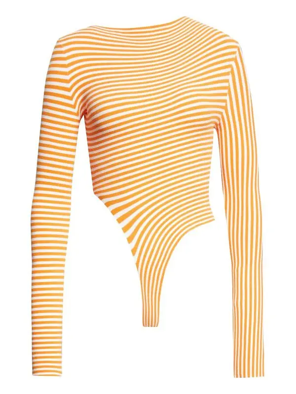 JEAN PAUL GAULTIER Stripe Long Sleeve Bodysuit - White/orange