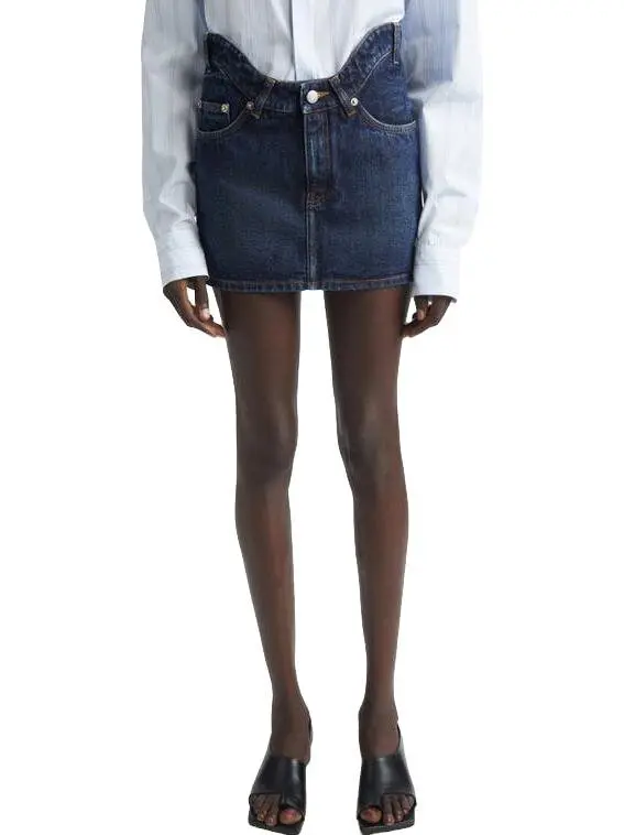 JEAN PAUL GAULTIER Curvy Waistband Denim Miniskirt - Indigo