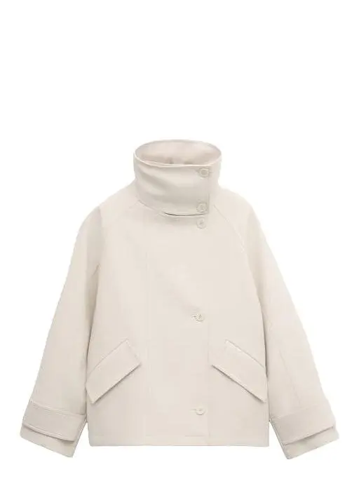 Mango Funnel Neck Wool Parka - Vanilla