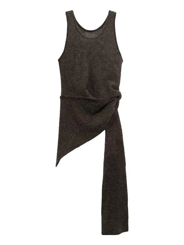 Mango Asymmetric Alpaca Tank Top - Medium Brown