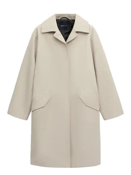 Mango Cotton Twill Trench Coat - Light/pastel Grey