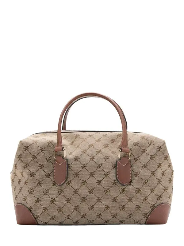 Mango Logo Jacquard Bowling Bag - Leather