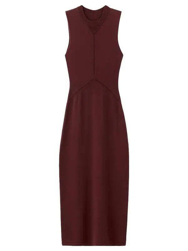 Mango Knit Column Midi Dress - Wine