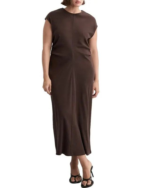 Mango Cotton Jersey Midi Dress - Brown