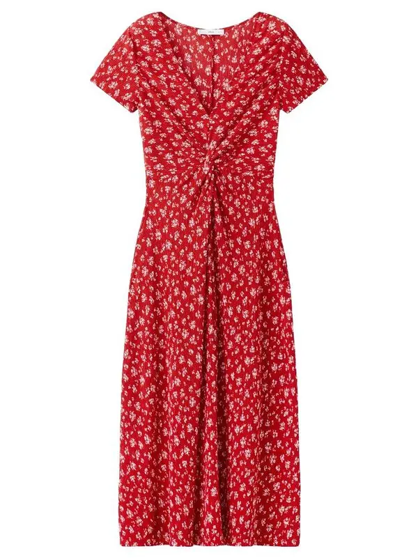 Mango Printed Midi Dress - Red