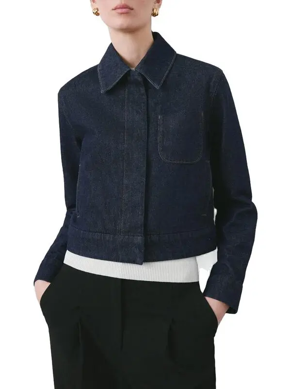 Mango Dark-wash Denim Jacket - Blue