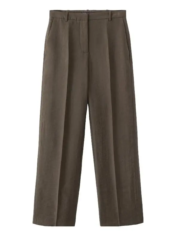 Mango Lyocell Blend Straight Leg Trousers - Chocolate