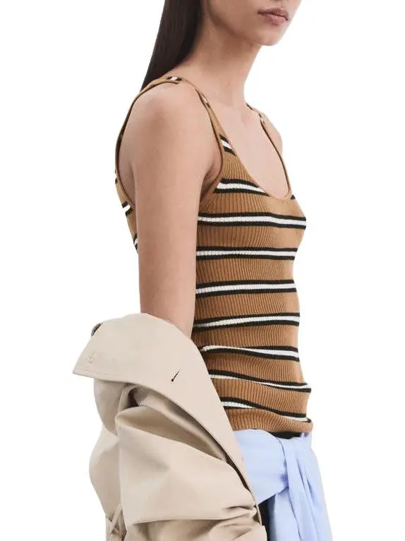 Mango Stripe Knit Tank - Caramel