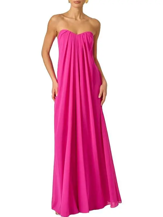 Adrianna Papell Chiffon Trapeze Gown - Pink Flame