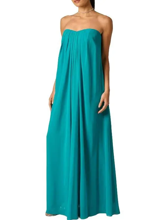 Adrianna Papell Chiffon Trapeze Gown - Turquoise
