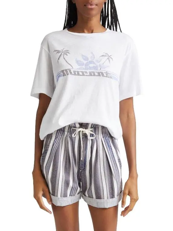Isabel Marant Zewel Oversize Cotton Graphic T-shirt - White/blue