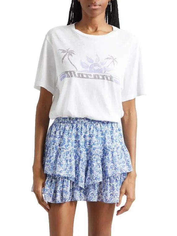 Isabel Marant Zewel Oversize Cotton Graphic T-shirt - White/blue
