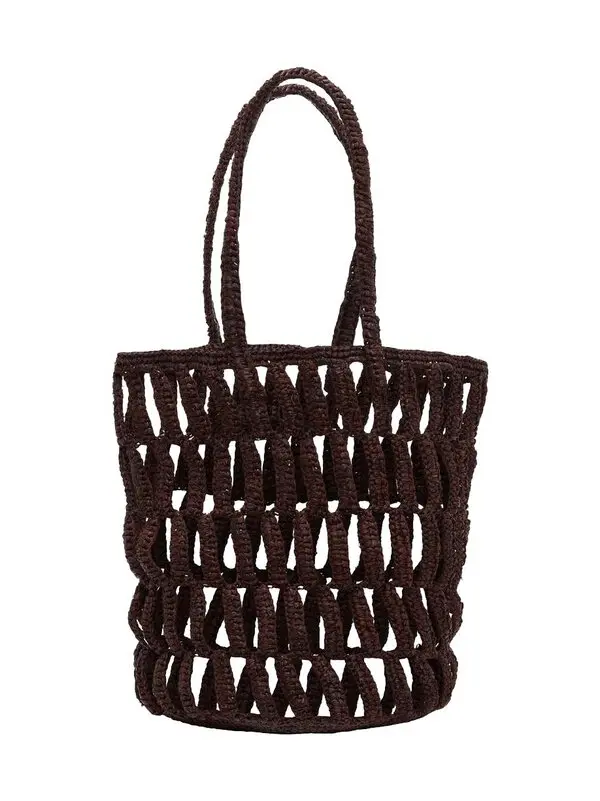 Vitamin A® Salinas Raffia Bucket Bag - Chocolate Brown