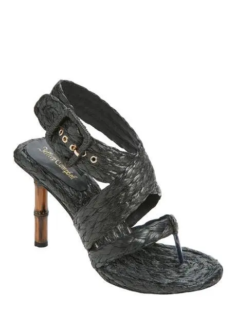 Jeffrey Campbell Boreal Raffia Sandals - Black Raffia