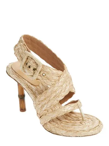 Jeffrey Campbell Boreal Raffia Sandals - White Tan Raffia