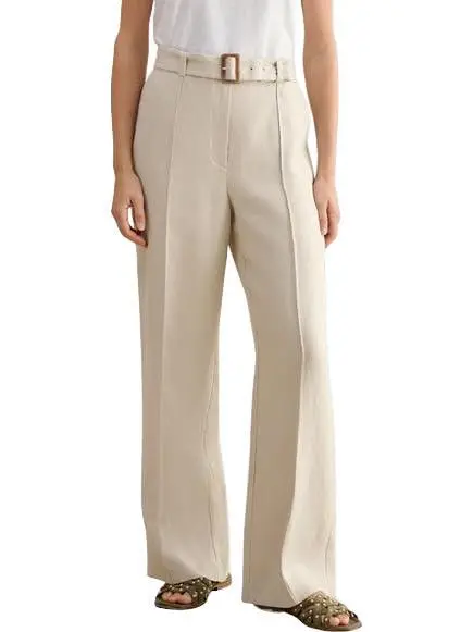 HOBBS LONDON Zainah High-waisted Wide-leg Trousers - Neutral