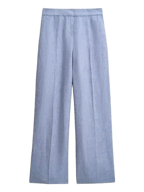 HOBBS LONDON Estella Mid-rise Wide-leg Linen Trousers - Blue White