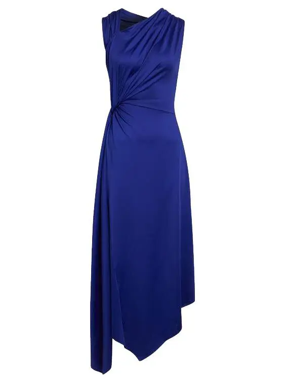Victoria Beckham Asymmetric Stretch Jersey Midi Dress - Bright Indigo