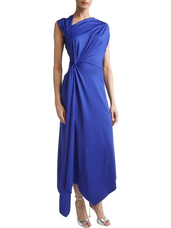 Victoria Beckham Asymmetric Stretch Jersey Midi Dress - Bright Indigo