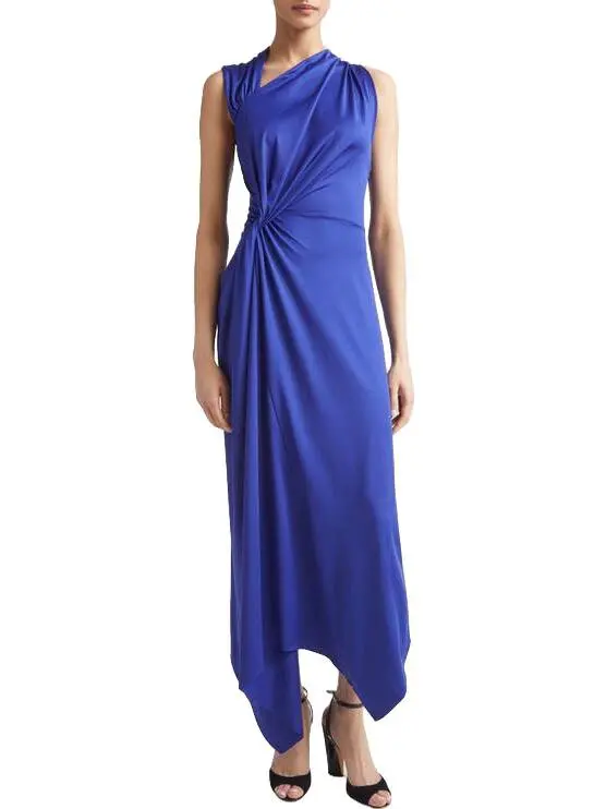 Victoria Beckham Asymmetric Stretch Jersey Midi Dress - Bright Indigo