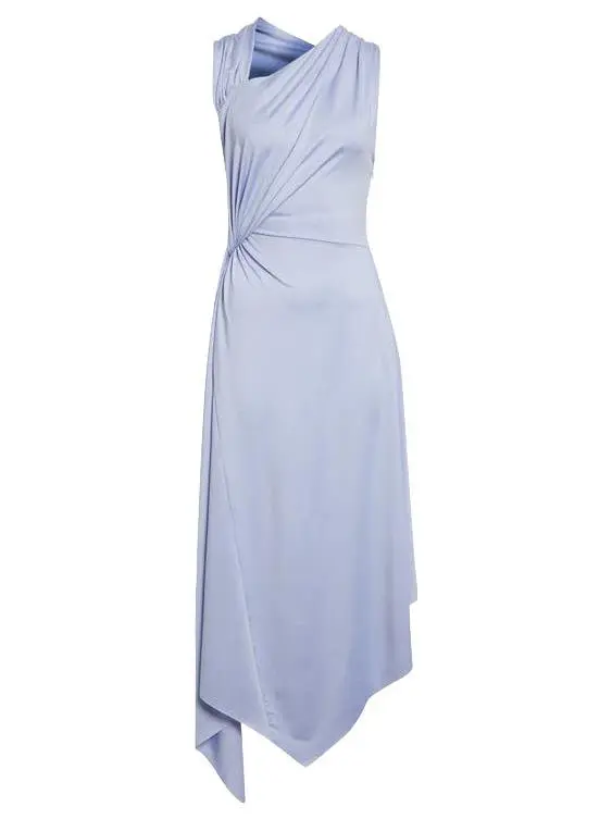 Victoria Beckham Asymmetric Stretch Jersey Midi Dress - Cloud Blue
